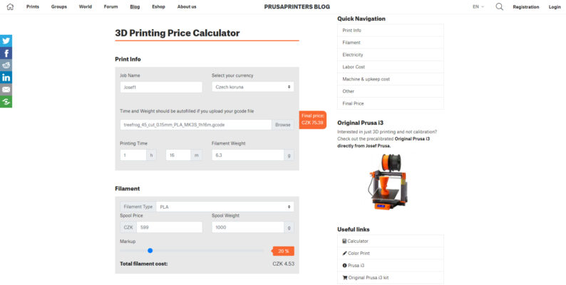 How to calculate 3D printing costs? - Original Prusa 3D Printers